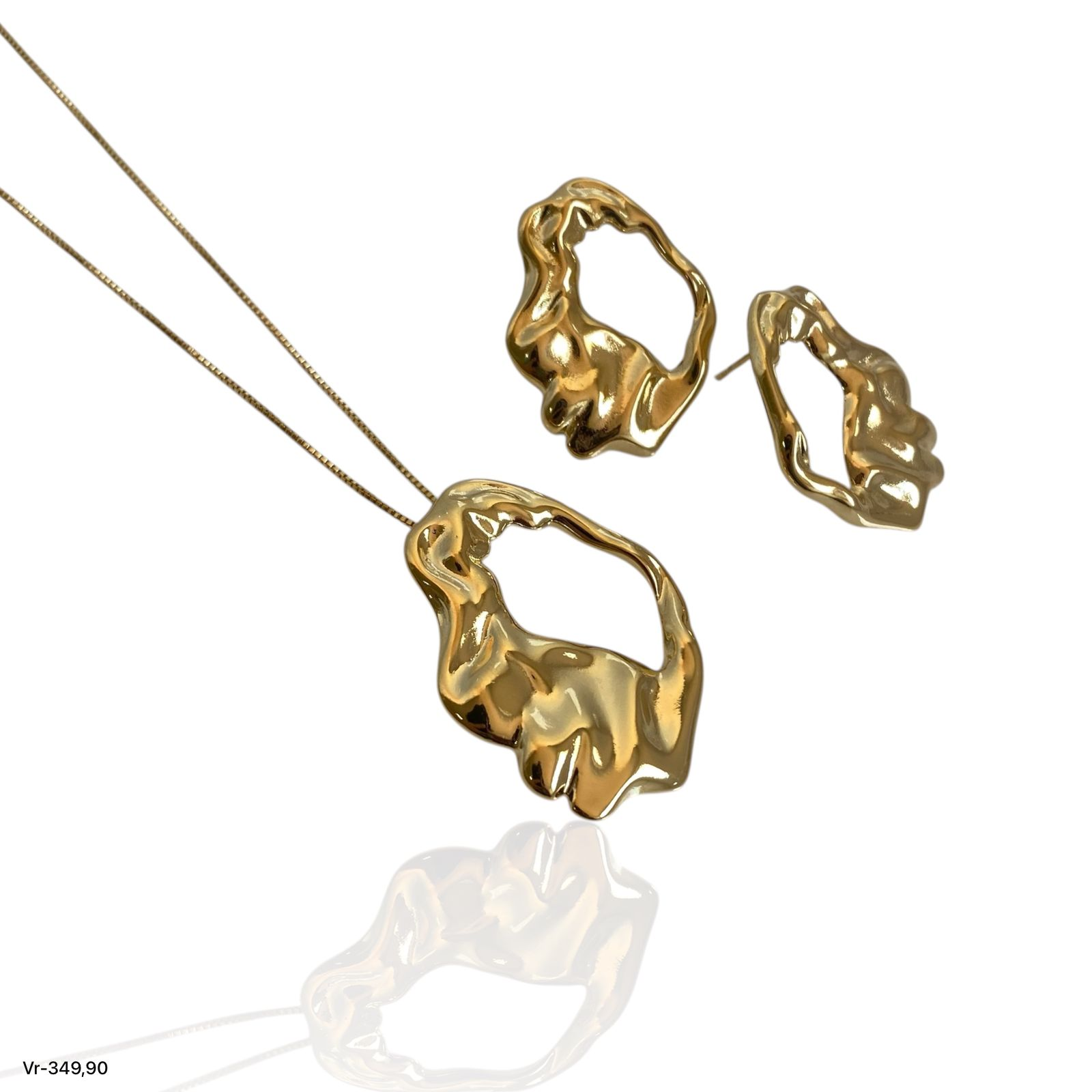 COLAR DESIGN FLOR ESFERA G. BANHO A OURO 18K - Mauck Joias - ATACADO